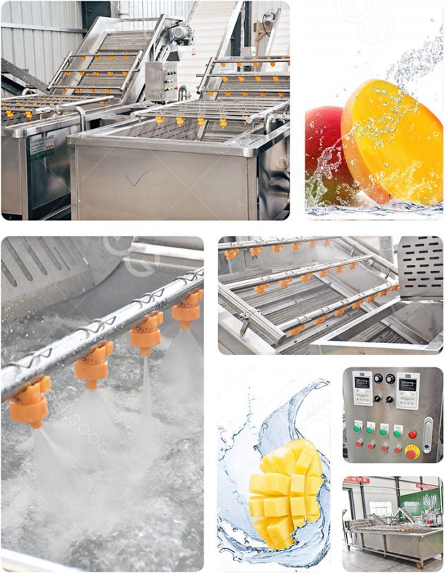 Industrial Fruit Mango Bubble Washing Cleaning Machine